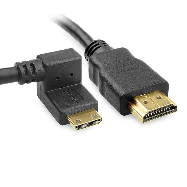 Cable Mini HDMI male - 90 degre - vers HDMI Male